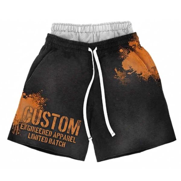 Quality Custom Distressed Vintage Acid Wash Fleece Shorts Streetwear for sale