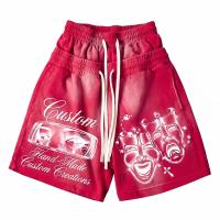 Quality Custom Vintage Wash Rhinestone Graphic Sweatshorts Streetwear for sale