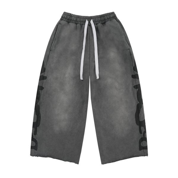 Quality Custom Vintage Wash Oversized Cropped Sweatpants Streetwear Wholesale OEM for sale