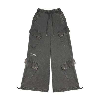 China Wholesale Custom Vintage Wash Wide Leg Cargo Pants Streetwear for sale