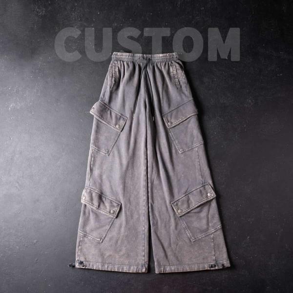 Quality Custom Vintage Wash Cargo Baggy Sweatpants 430GSM Cotton for Men  for sale