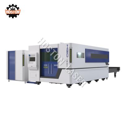 China 1000W Laser Power CNC Fiber Laser Cutter with 10mm Iron Enclosed Cover and 1500mm*4000mm Cutting Area for sale