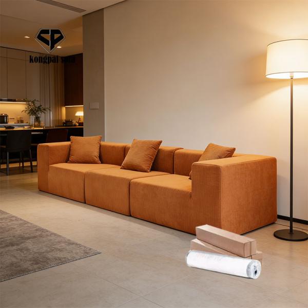 Quality Simple Reclining Boneless Sofa Set With Expandable Function Vacuum Packaging for sale