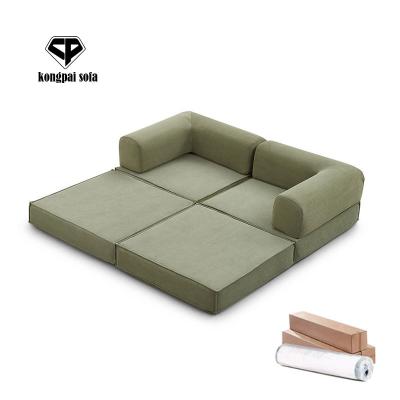 China Vacuum Pack Modern Convertible Foam Eco-Friendly 2 Seater Hotel Use Living Room Compressed Folding Rectangle Sofa Bed Double for sale
