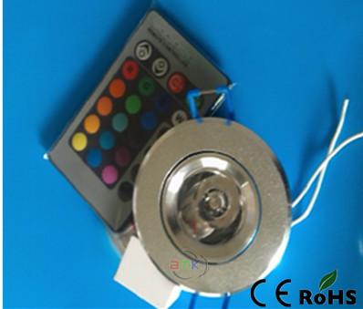 China AC100-240V 3W  RGB Led Downlight with 24 key controller,2 years warranty for sale