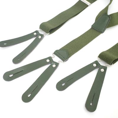 China O Suspender do verde do exército arfa suspensórios da parte traseira dos homens 3.5cm Microfiber Y à venda