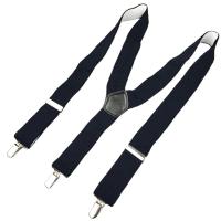 China Polyester Men's Trouser Braces 3.5cm Solid Leather Suspenders Custom Length for sale