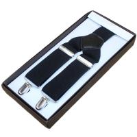 China Polyester Men's Trouser Braces 3.5cm Solid Leather Suspenders Custom Length for sale