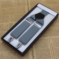 China Polyester Men's Trouser Braces 3.5cm Solid Leather Suspenders Custom Length for sale