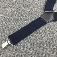 China Polyester Men's Trouser Braces 3.5cm Solid Leather Suspenders Custom Length for sale