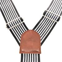 China Custom Y Back Leather Suspenders Adjustable Elastic Trouser Braces 25mm 38mm 50mm Width for sale
