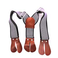 China Custom Y Back Leather Suspenders Adjustable Elastic Trouser Braces 25mm 38mm 50mm Width for sale
