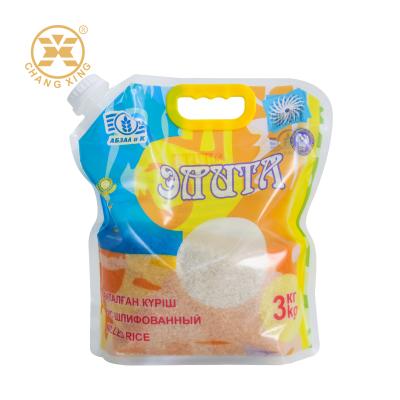 China Custom Rice Packaging Spout Pouch Resealable Plastic Pouch Printed Rice Bag with Handle Rice Bags for sale