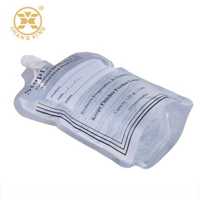 China VMPET 2kg echó en chorro la hoja laminada plástica líquida que se levantaba la bolsa con el canalón en venta