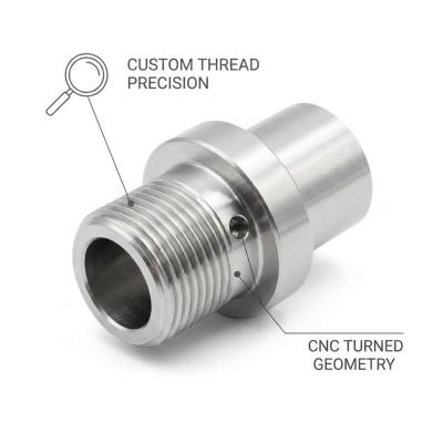 China OEM CNC Turning Aluminum Connector Fitting Custom Thread Polished Finish ±0.02mm Precision for sale