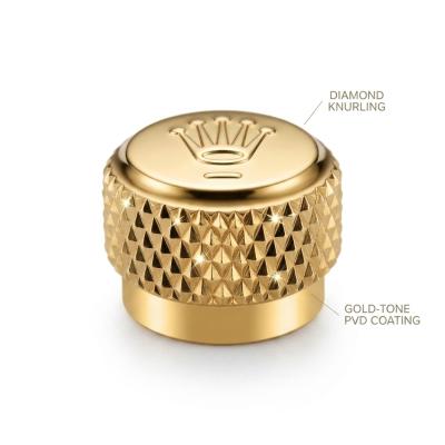 China Precision Swiss CNC Turned Brass Watch Crown Diamond Knurled Pattern Luxury Timepiece Gold PVD for sale