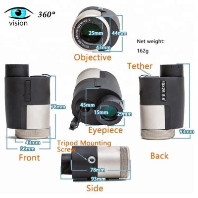 Cina 10x25 Mini High Power Zoom Monocular con la banda della mano in vendita