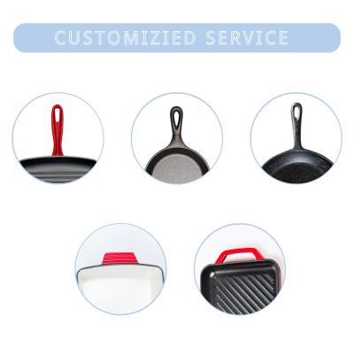 China OEM ODM Gietijzerkoekepan Pan Pre Seasoned Frying Pan 26/30cm Te koop