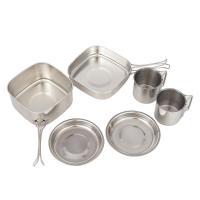 China H6.8CM Camping Cooking Set D14.7CM Stainless Steel Camping Cookware 6pcs/Set for sale
