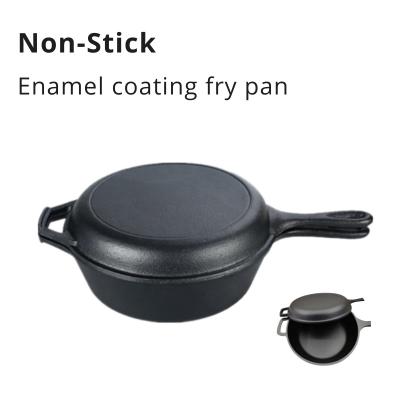 China Pre Seasoned Cast Iron Casserole Frying Pan 2 In 1 10 Inch for sale