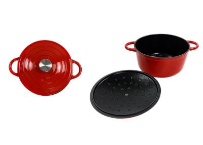 China Bescheinigte roter Roheisen-Schmortopf ISO9001 Soem-ODM 21.3*10cm zu verkaufen