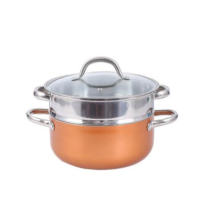 Cina Oven safe Orange Aluminum Cookware Set With Silicone Grip in vendita