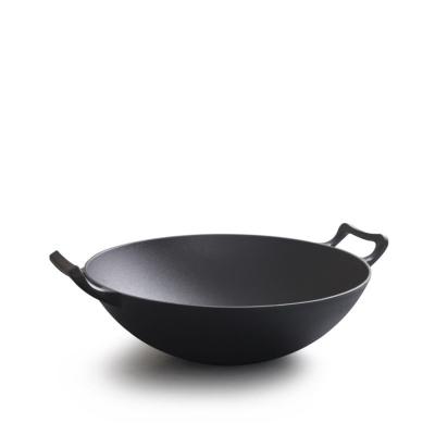 China Vintage 32/36cm Cast Iron Wok With Double ears Te koop