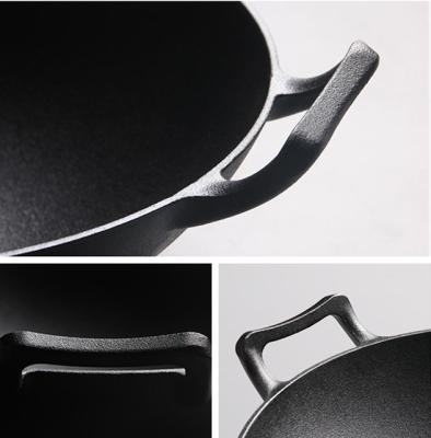 China Vintage 32/36cm Cast Iron Wok With Double ears Te koop