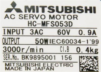 China Original novo industrial do servo motor da C.A. de Mitsubishi 50W HC-MFS053D 0.9A 51V à venda
