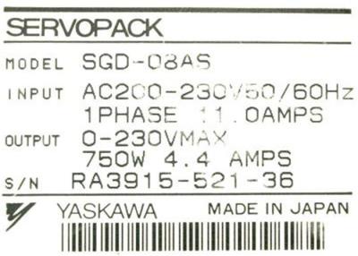 Cina Pacchetto industriale introdotto azionamento elettrico di SGDE-08AS Yaskawa servo 1phase 11.0AMPS servo in vendita
