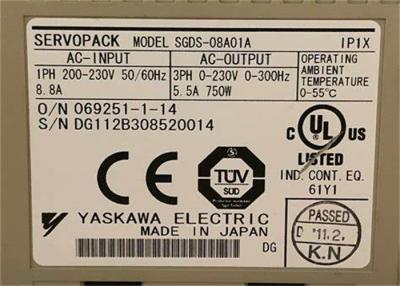 中国 全新 ヤスカワ SGDS-08A01A サーボアンプ サーボパック 750W 230V 販売のため