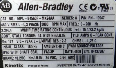 China ALLEN-BRADLEY MPL-B4560F-MK24AA MPL-Série MPL 480V AC Servomotor rotativo à venda