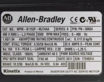 China Alleen-Bradley A20B-0007-0361 MP-serie MPM 480V wisselstroom servomotor Te koop
