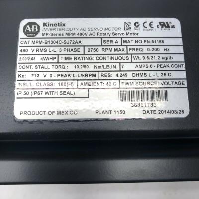 China ALLEN-BRADLEY MPM-B1304C-SJ72AA MPM-Série MPM 480V AC Servomotor rotativo à venda