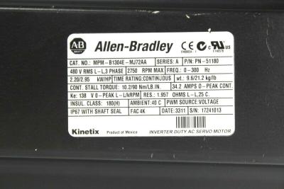 Cina ALLEN-BRADLEY MPM-B1304E-MJ72AA MPM-serie MPM 480V AC servomotore rotativo in vendita