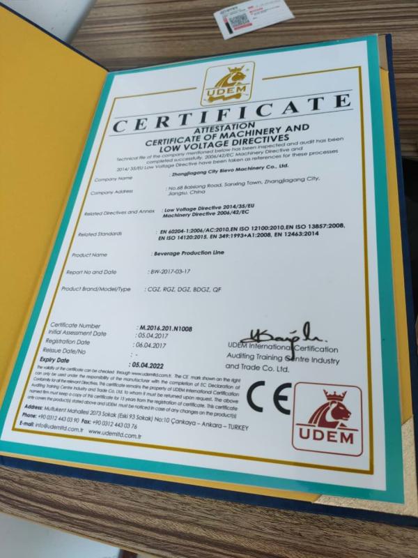 CE - Zhangjiagang City Bievo Machinery Co., Ltd.