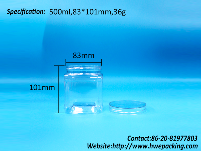 Clear Square PET Plastic Food Grade Sugar Candy Cookies Jar Featuring Screw Lid