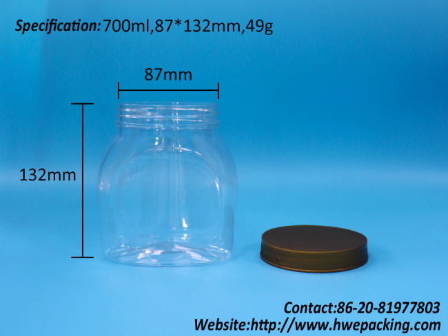 Transparent Wide Mouth Plastic PET Jar For Food Noodles Biscuits Candy Packaging