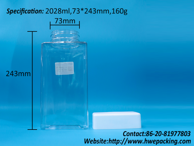 Easy Open Transparent Food PET square Plastic Candy cookies Jar White Plastic Lid