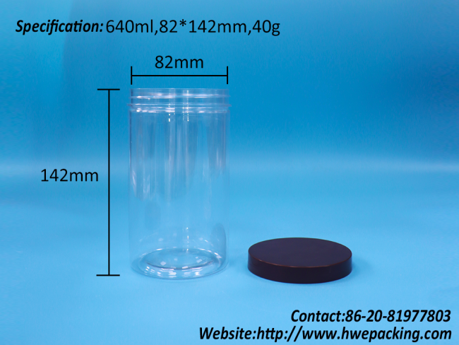 Plastic Round Clear PET Snacks Food Fruit Food Candy Jar Normal Screw Top Cap