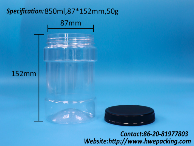 Round Shaped Clear Plastic Wide Mouth Dried Food Candies Pepper Nuts Sugar Jars