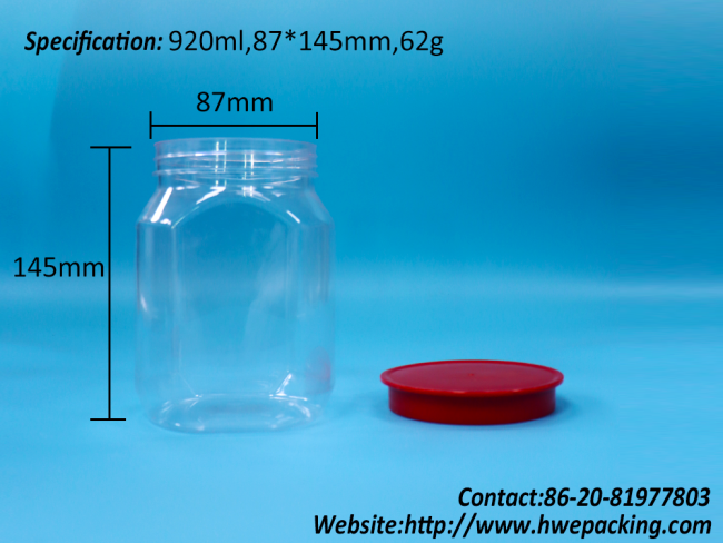 Clear Hexagon Unique Shaped Plastic Nuts Candies Dried Food Jar Screw Top Lid