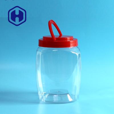 China 2250ml Square Large Mouth Plastic Pickle Jars With Handle PET Packing for sale
