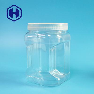 China Stackable Mason PET Square Clear Plastic Grip Jars With Round Lids Cookie Food Packing for sale