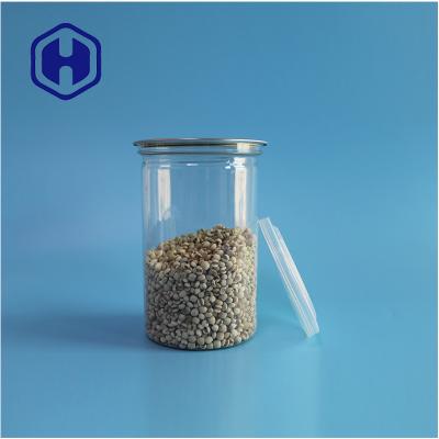 China Seafood Nuts Food Safe Transparent Recyclable Round PET Food Can With Easy Open End for sale
