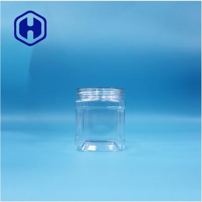 China Clear Square PET Plastic Food Nuts Sugar Candy Chewing Gum Cookies Oat Twist Jar for sale