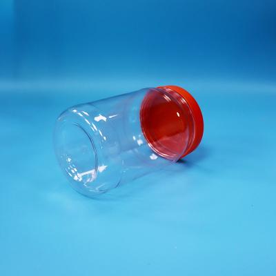 China FAQ Color rojo plástico de cacahuete jar de embalaje redondo con sello sensible a la presión y órdenes de prueba aceptadas en venta