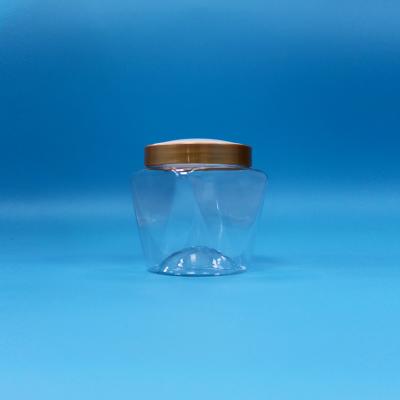 China Wide Mouth Plastic PET Food Grade Transparent Baby Food Candy Jar Screw Flat Lid for sale