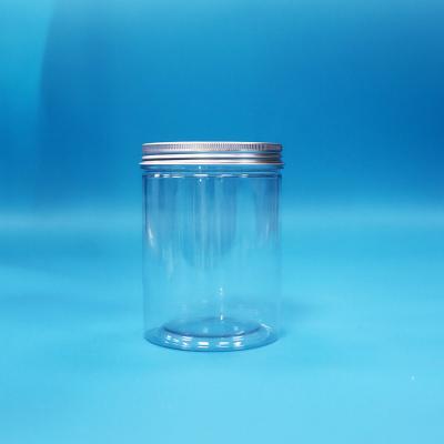 중국 캔디 쿠키 베이비 푸드 투명 밀폐 가능한 PET 플라스틱 둥근 항아리 알루미늄 뚜?? 판매용