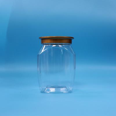 China Alimentos para bebés de boa qualidade plástico PET transparente armazenamento de alimentos doces biscoitos frasco vedação tampa à venda